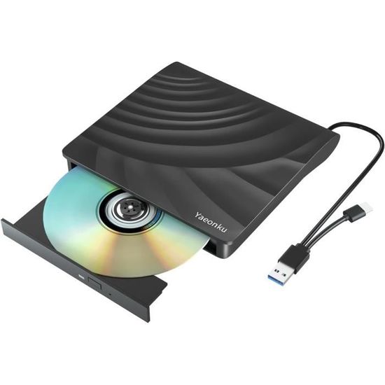 Lecteur CD DVD externe, USB 3.0 Type-C portable CD DVD +--RW, graveur ...