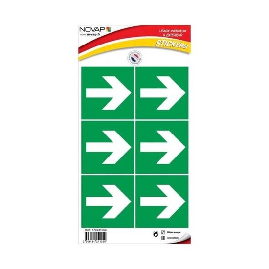 PLANCHE DE 6 PICTOGRAMMES 80X80 MM - FLECHE DIRECTIONNELLE GAUCHE ...