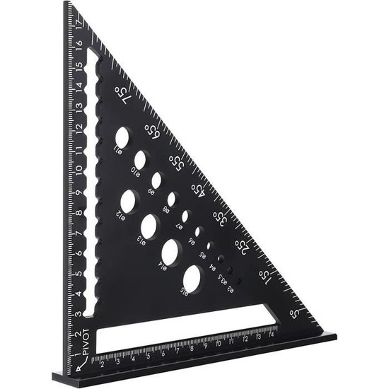 Fingertoys Equerre Menuisier, 180 mm Multifonction Règle de Triangle Outillage Charpentier Règle ...