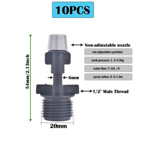 PULVERISATEUR,D-10PCS--Tête de pulvérisation'eau réglable, 10 pièces, 1-2 pouces, outils ...