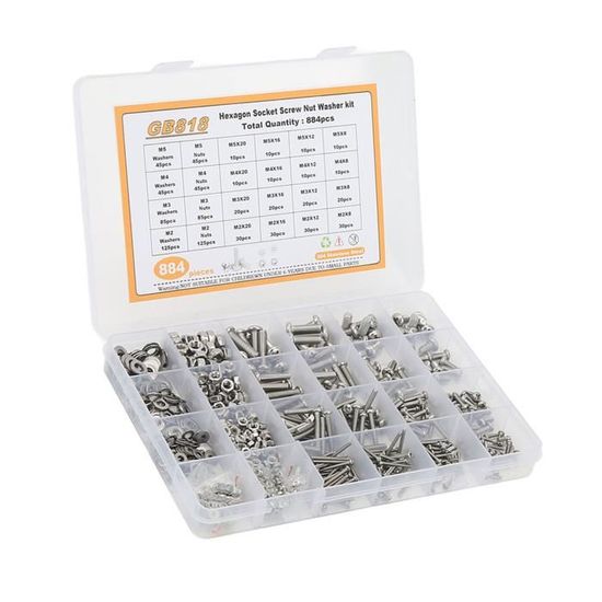 YUI YOSOO Jeu de rondelles à écrous à vis Kit d'assortiment Vis crou Rondelle Ensemble Vis Kit ...