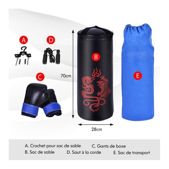 Sac de frappe - HELLOSHOP26 - 18kg - Gants de boxe inclus - Corde à ...
