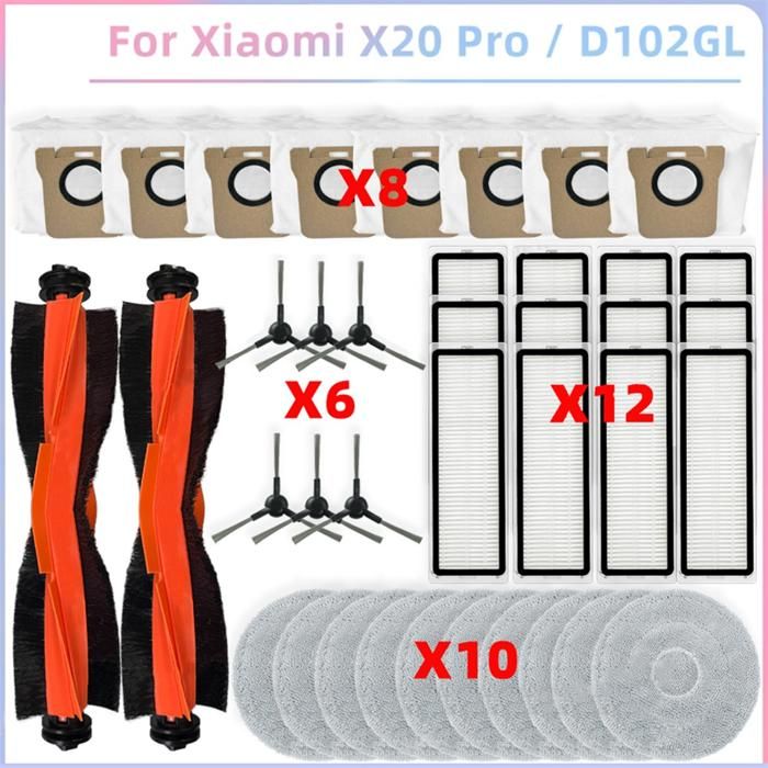 Vacuum X20 PRO / D102GL Pièces D'Aspirateur Rouleau Principal Brosse Latérale Filtre Hepa ...