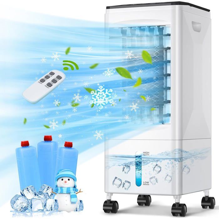 Climatiseur Mobile Silencieux 5.5L, Refroidisseur d'air 3 en 1 Climatiseur Portable Ventilateur ...