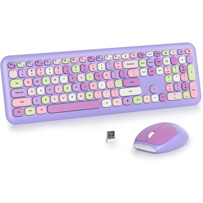 Combo Clavier Et Souris Sans Fil Coloré,Clavier De Machine À Écrire ...