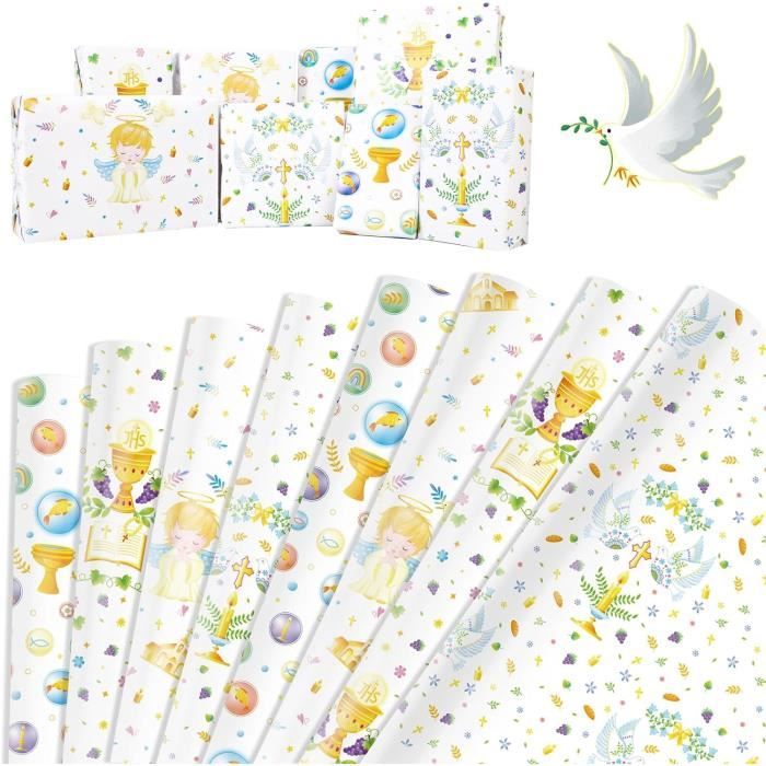 8 Communion Papier D'Emballage Cadeau Ange Colombe Poisson Pour Fille ...