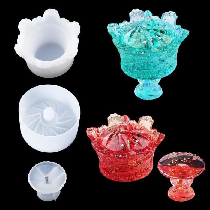 Moulle Boîte Couronne Resine Epoxy Moule de Rangement Moulle Bougeoir ...