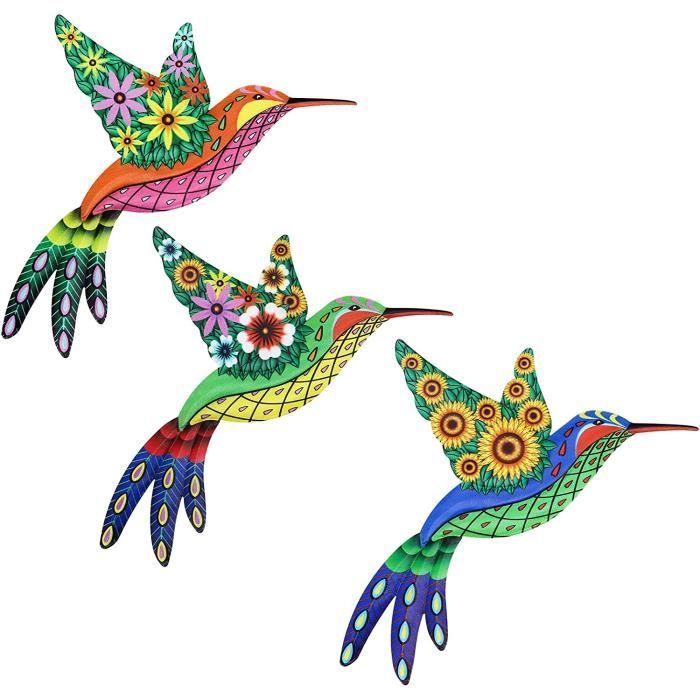 DéCoration Murale en MéTal Colibri,Lot de 3 Colibri Art Mural en MéTal ...
