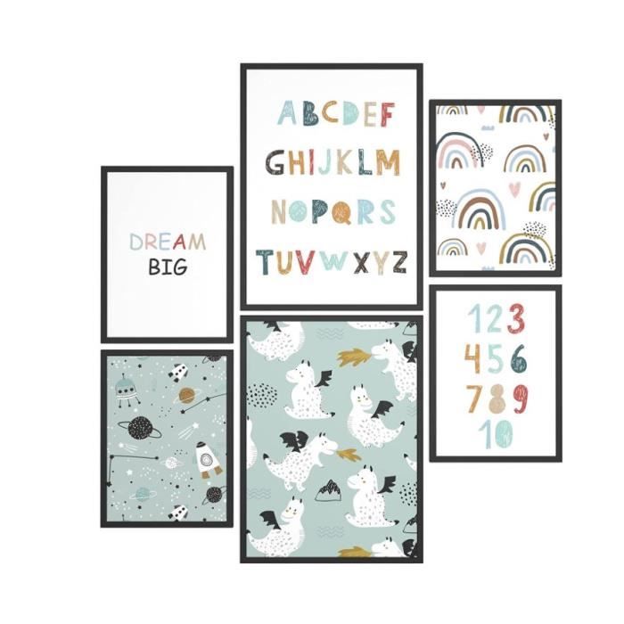 Ensemble d'affiches Kids ABC Space Picture Nursery and Baby Room Wall ...