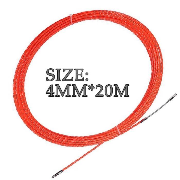 Extracteur de câble électrique - Nylon - 20M - 4mm - Rouge - Accessoire ...