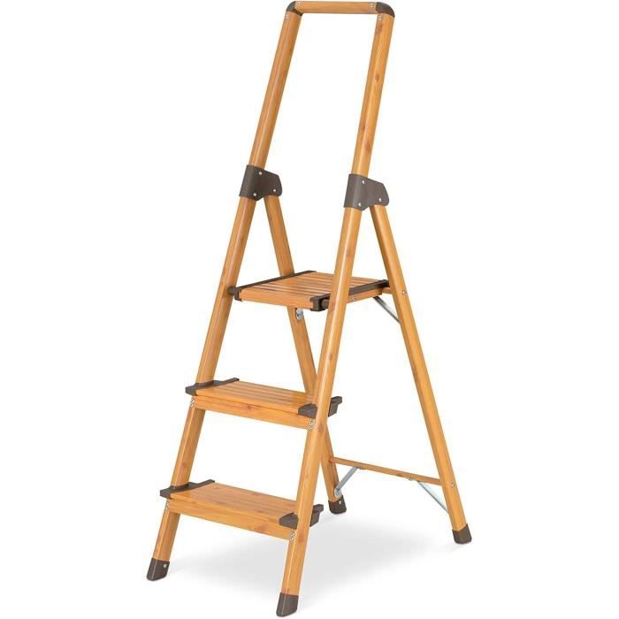 Navaris Escabeau 3 marches - Marchepied escamotable aluminium 42,6 x 65 ...