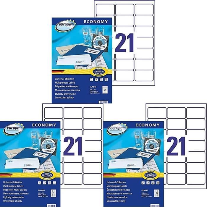 Boite De 2100 Étiquettes Autocollantes Multi-Usages Blanches 63,5 X 38 ... Boite De 2100 Étiquettes Autocollantes Multi-Usages Blanches 63,5 X 38 ...