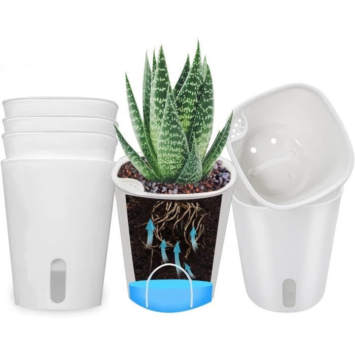 8X 10Cm Pot De Fleurs À Arrosage Automatique,Pots De Fleurs Avec Réserve D'Eau Et Indicateur De ...