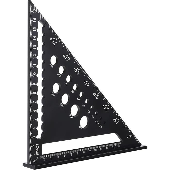 Fingertoys Equerre Menuisier, 180 mm Multifonction Règle de Triangle ...