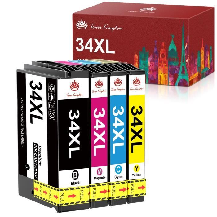 Cartouche d'encre TONER KINGDOM 34XL pour Epson Workforce Pro WF3720DWF ...