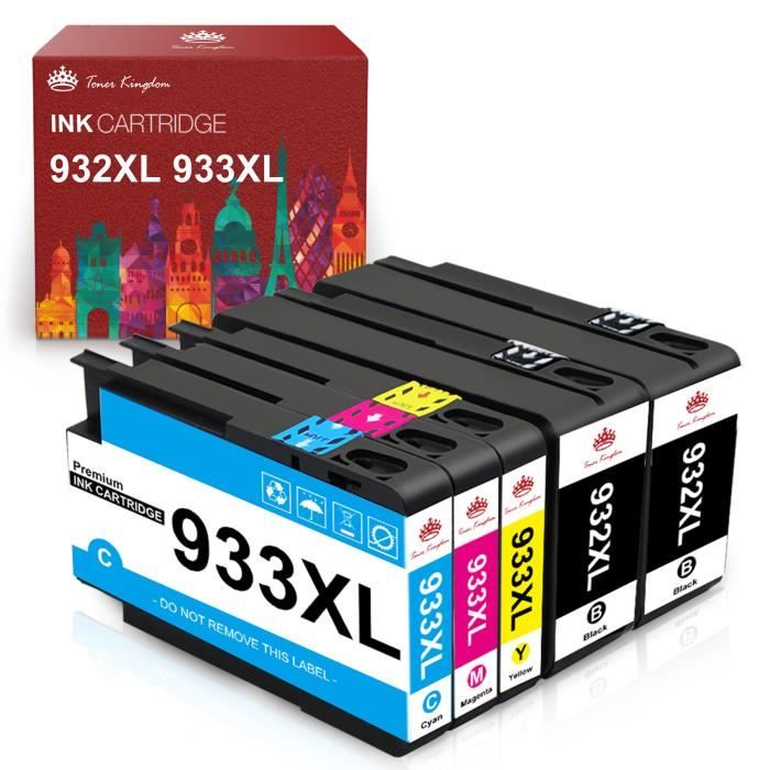 TONER KINGDOM 932 933 XL 5 Cartouches d'encre Compatibles pour HP 932XL ...