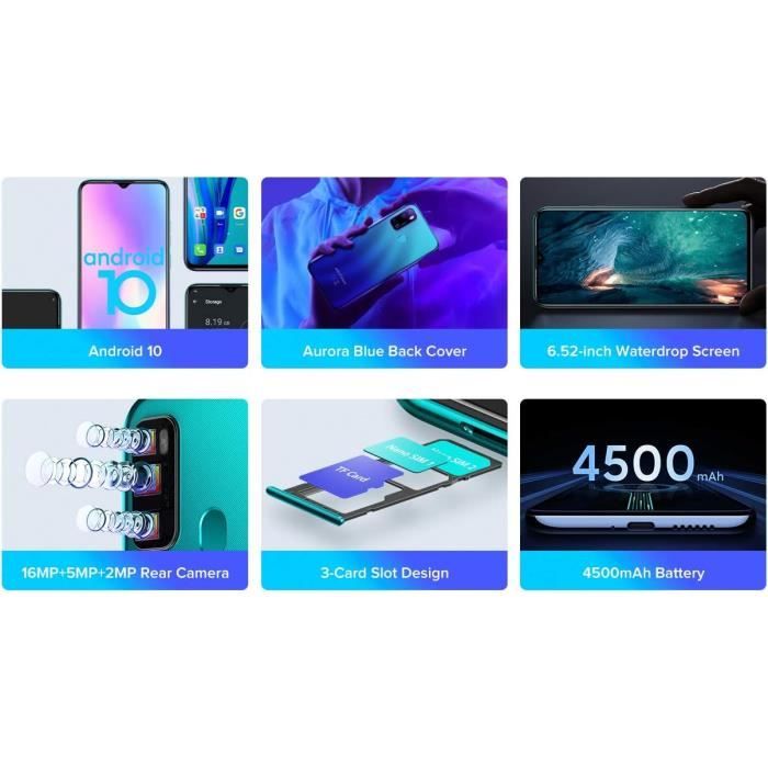 Ulefone Note 9P Smartphone 4G Android 10,6,52 Pouces,16MP,4Go+64Go ...