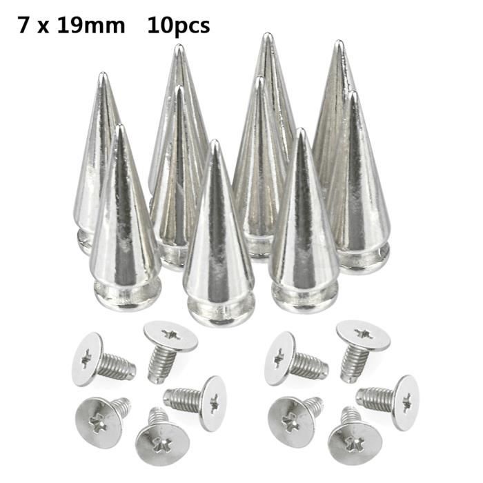 RIVET,7x19mm--Rivets Pour Cuir Punk, 10 Pièces, Pointes Argentées, Pour ...