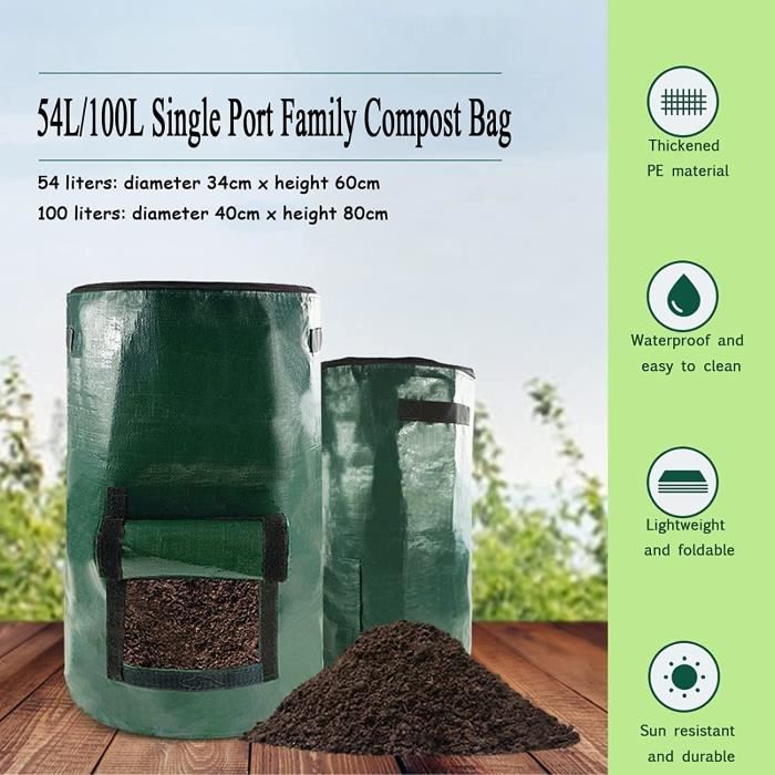 Sacs Compost Jardin Sac Bac Compostage Extérieur et Poubelles de Seau ...