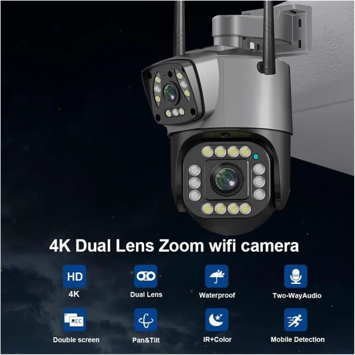 V380 Pro, 4K, 8MP, PZT, CCTV, caméra de sécurité IP, caméra de Surveillance extérieure WiFi sans ...