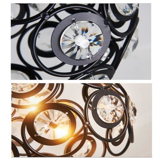 Lot de 2 Plafonnier Lampe en Cristal fer Lampe de Plafond Lustre ...
