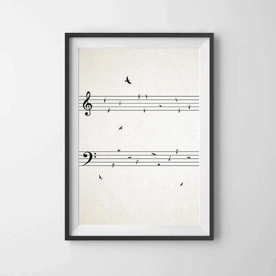 Toile Peintures Partition Musique avec Oiseaux Affiche Vintage Imprime ...