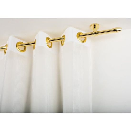 Tringle à Rideaux: Ø 20 mm sans Anneaux,L. 260 cm. en Laiton Poli – Complet[1122] - Cdiscount Maison
