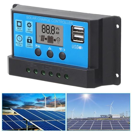 Contrôleur de charge solaire - FYDUN - A215 - Double USB - Identification automatique 12V/24V ...