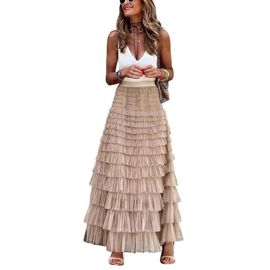 Jupe Femme Été Taille Haute en Tulle Retro Swing Cocktail Party Vintage ...