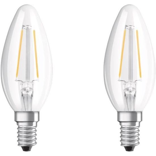 Lot De 2 Ampoules Led À Filament | Culot E14 | Forme Flamme | Blanc Chaud 2700K | 2,5W ...