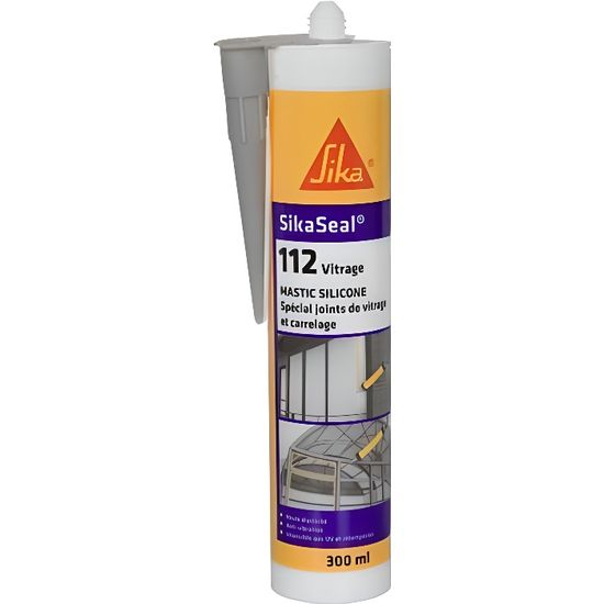 Mastic silicone spécial vitre - SIKA SikaSeal 112 Vitrage - Gris ...