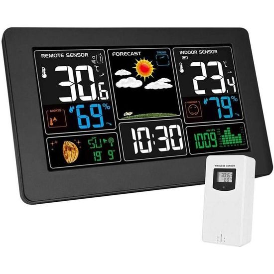 Station Météo Sans Fil Avec Capteur Intérieur Extérieur, Multifonction Station Météo Analogique ...