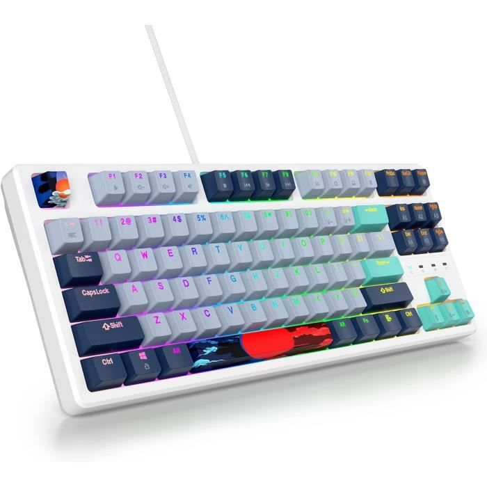 Clavier de Jeu mécanique 80%,Clavier Filaire Compact rétroéclairé LED ...