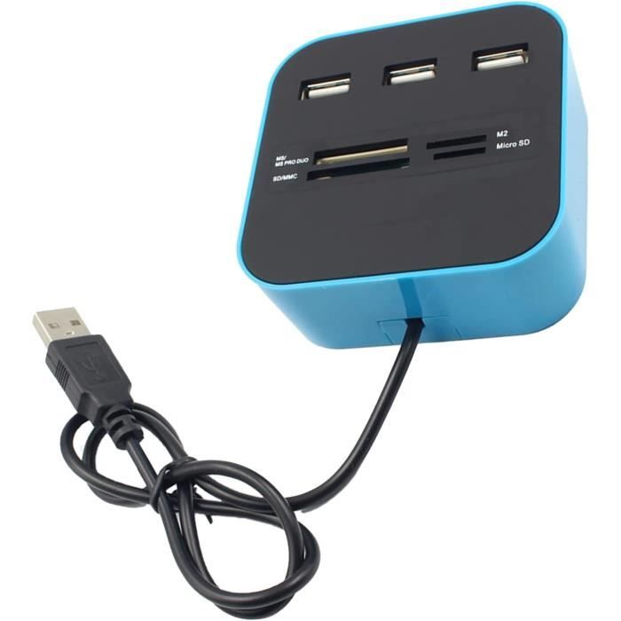 Répartiteur USB 2.0 avec 3 Ports USBLecteur de Cartes Plug and ...