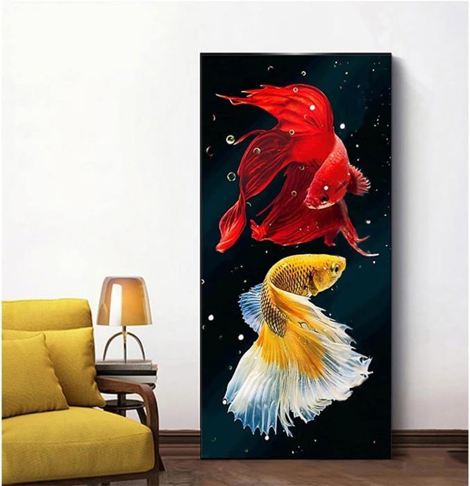 Diamond Painting, Poisson Koi Coloré 5D Diamant Painting Canevas ...