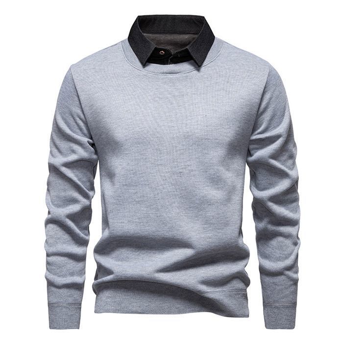 Pull Homme en Tricot Avec Col de Chemise Polaire Chaud Automne Hiver ...