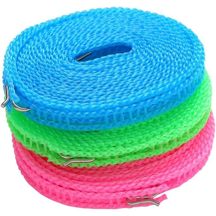 Corde à linge rétractable - SUTEO - 3 pièces - 3 mètres - Coupe-vent ...