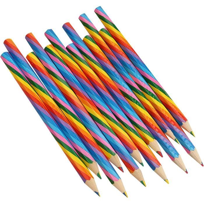 Crayons Rainbow Color Crayon en Bois Arc-en-Ciel Enfants Crayons de Couleur Arc-en-Ciel 4 en 1 ...