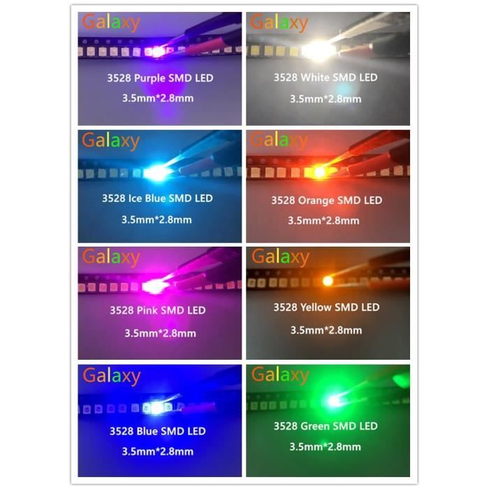 (yellow)Kit de diodes LED SMD 3528 1210 multicolores, vert, rouge chaud ...