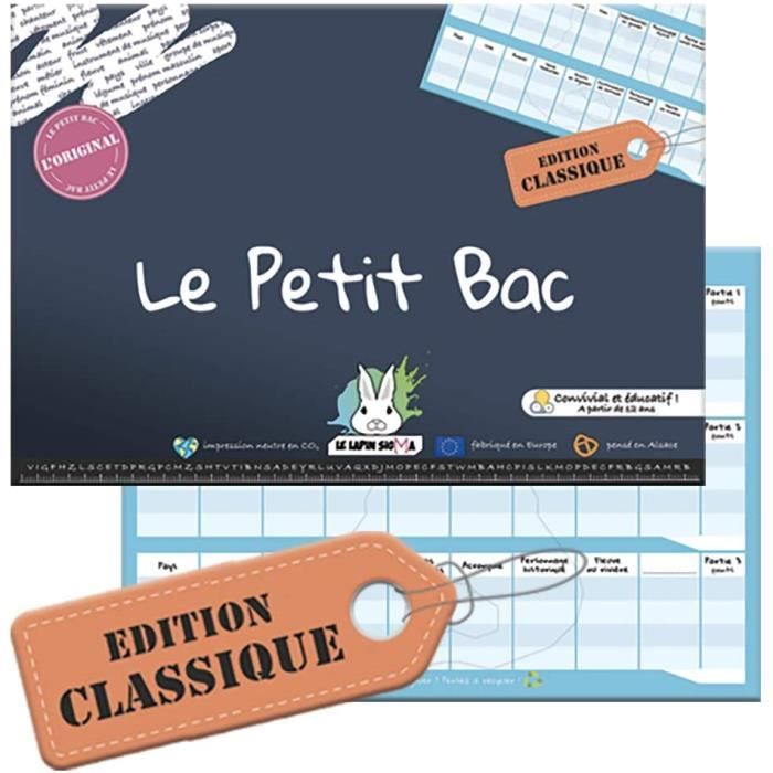 Jeu du Petit BAC Edition Classique Bloc prêt à Jouer de 50 Pages Jeu du ...