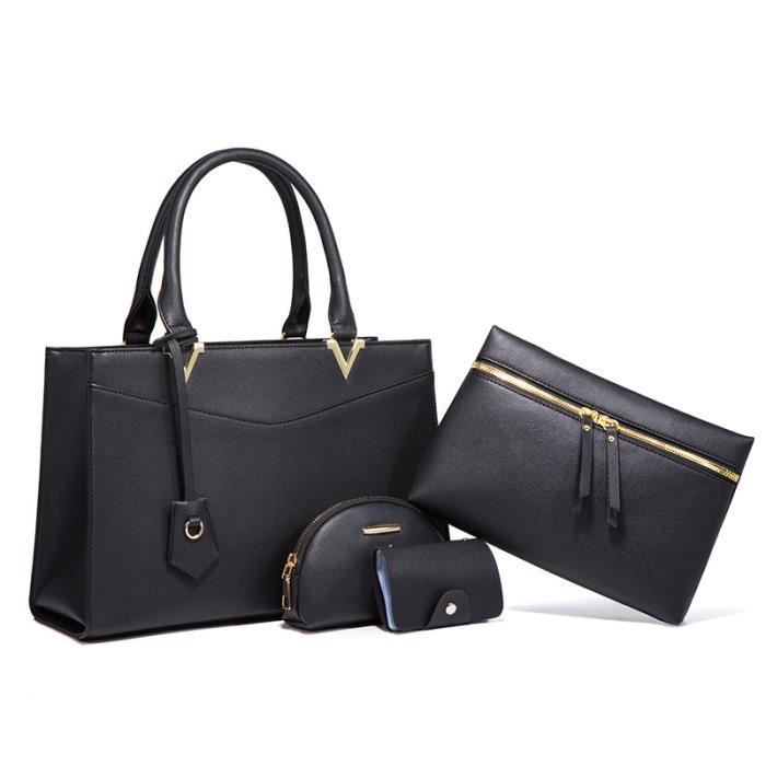 Set de sacs 4 Pièces Noir- Sac à main + sac à bandoulière + pochette ...