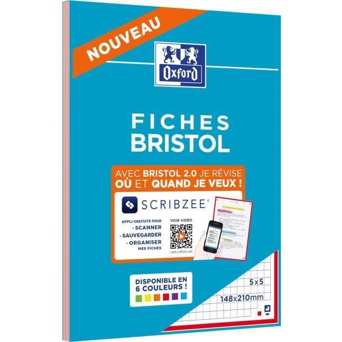 OXFORD - Bloc fiche bristol 2.0 perforé - 14,8 x 21 cm - 30 fiches ...