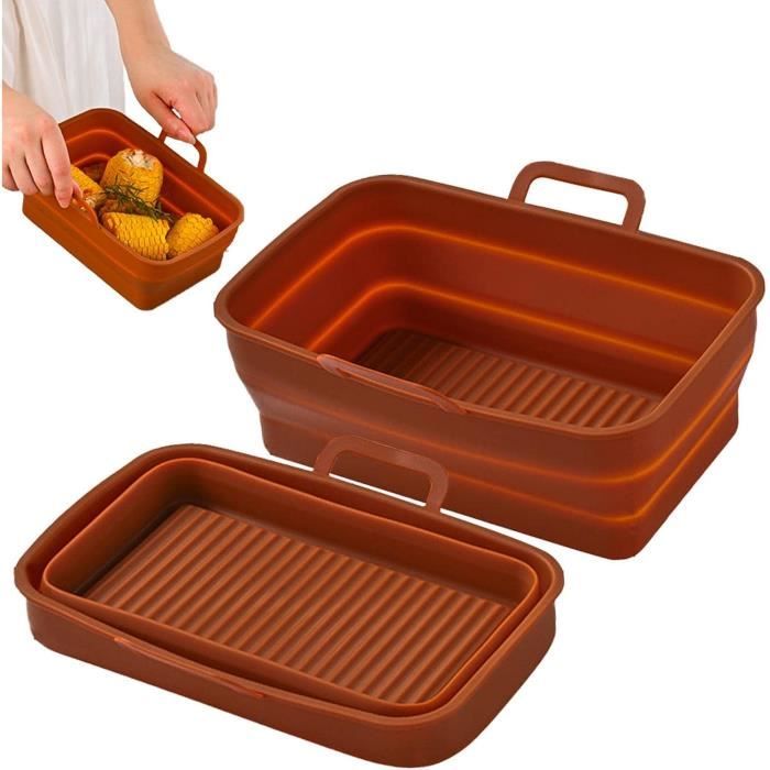 Panier Friteuses À Air Pliable,2Pcs Réutilisables Pot En Silicone Pour ...