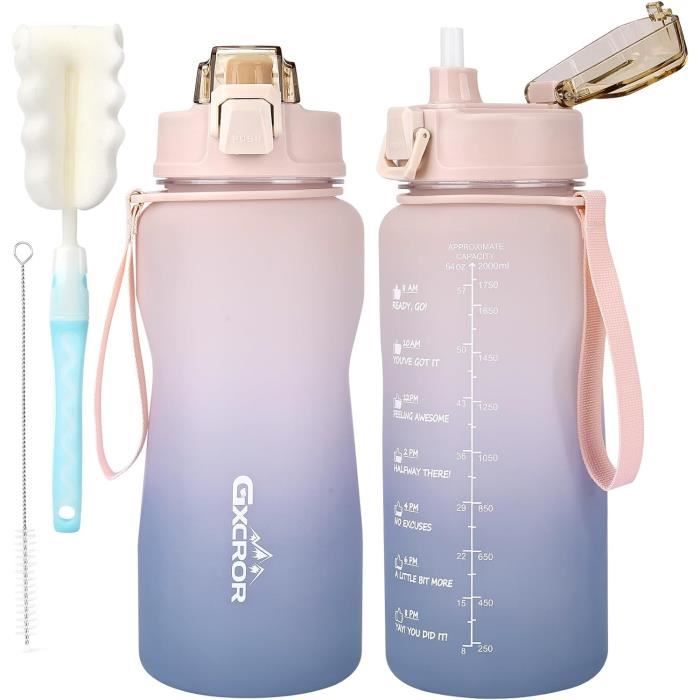 Bouteille D'Eau De 2 Litres, Sans Bpa, Anti-Fuite, Passe Au Lave-Vaisselle, Pour Le Sport, La ...