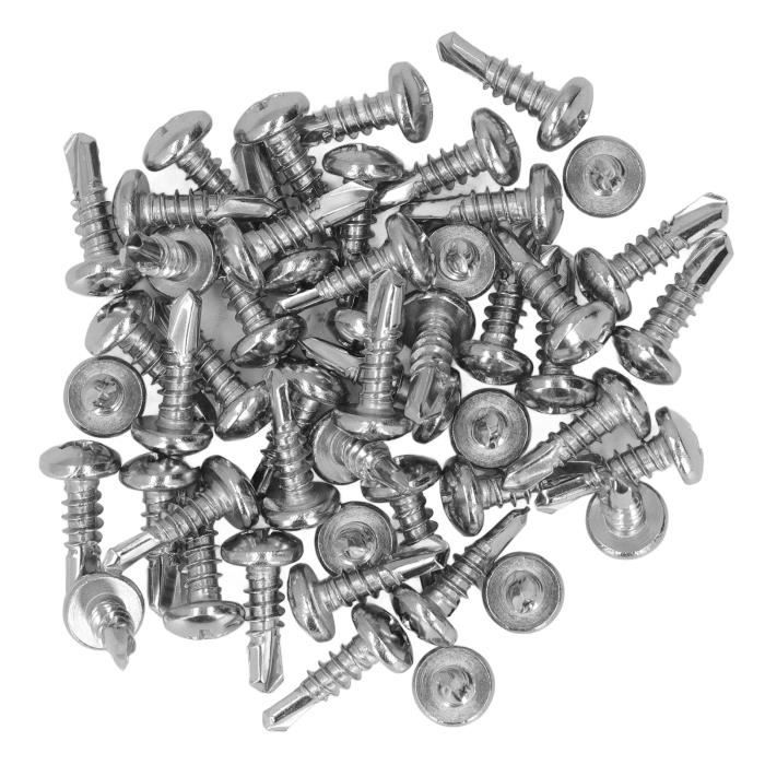 GOTOTOP vis en acier inoxydable 304 Lot de 200 vis autoperceuses à tête ronde en acier ...