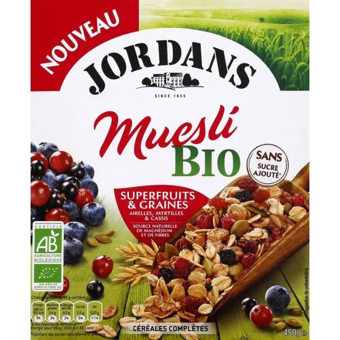 JORDAN'S Muesli superfruits et graines - Bio - 450 g - Cdiscount Au ...