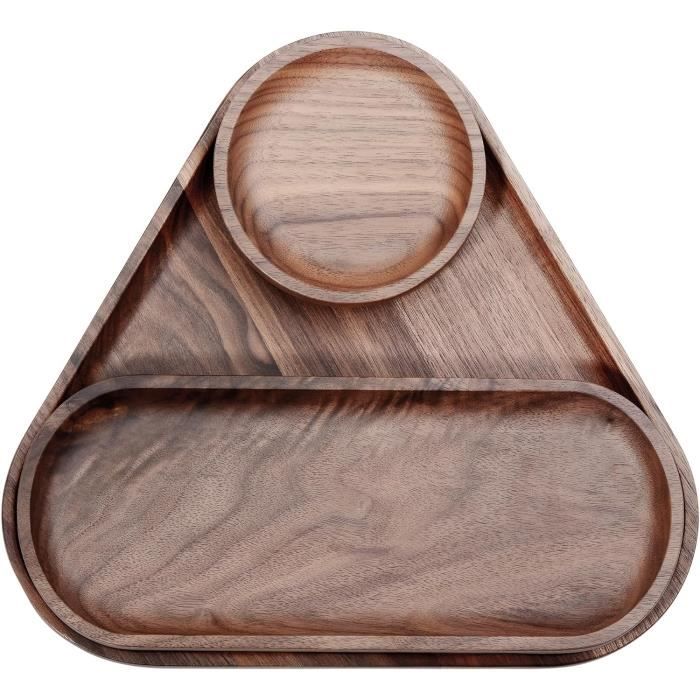 Lot De 3 Plateaux De Service En Bois De Noyer-Plateau De Service En ...