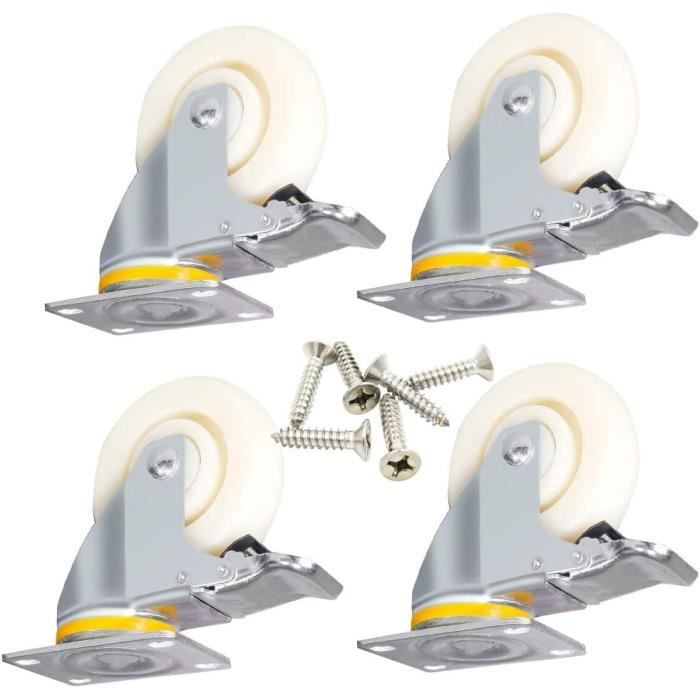 Frein Meuble Roulettes,Roues Pivotantes Pour, Nylon Blanc Avec Plaque ...
