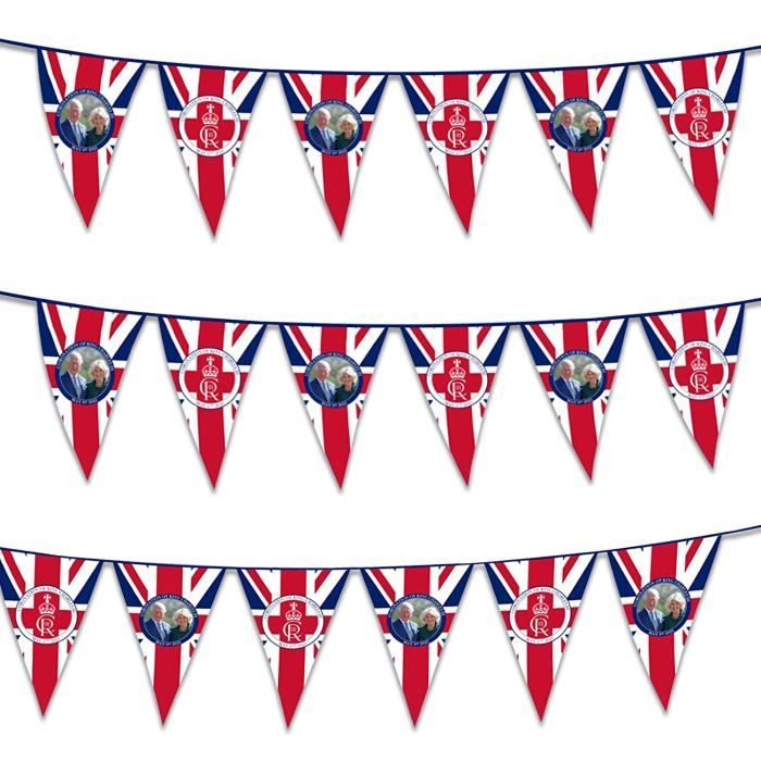 10m Drapeau Union Jack Bunting King Charles III avec Queen Consort ...