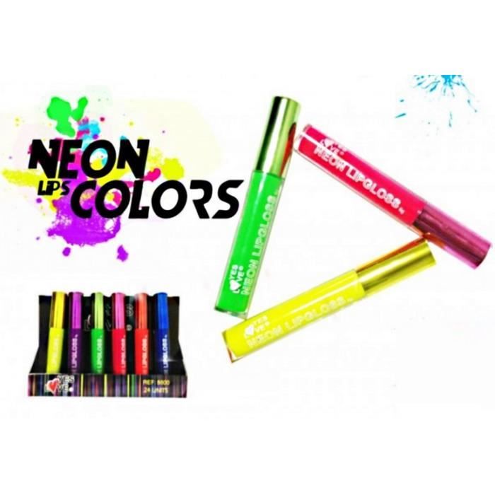 1 GLOSS FLUO FLASHY NEON 6 COULEURS MAQUILLAGE MOD - Cdiscount Au quotidien